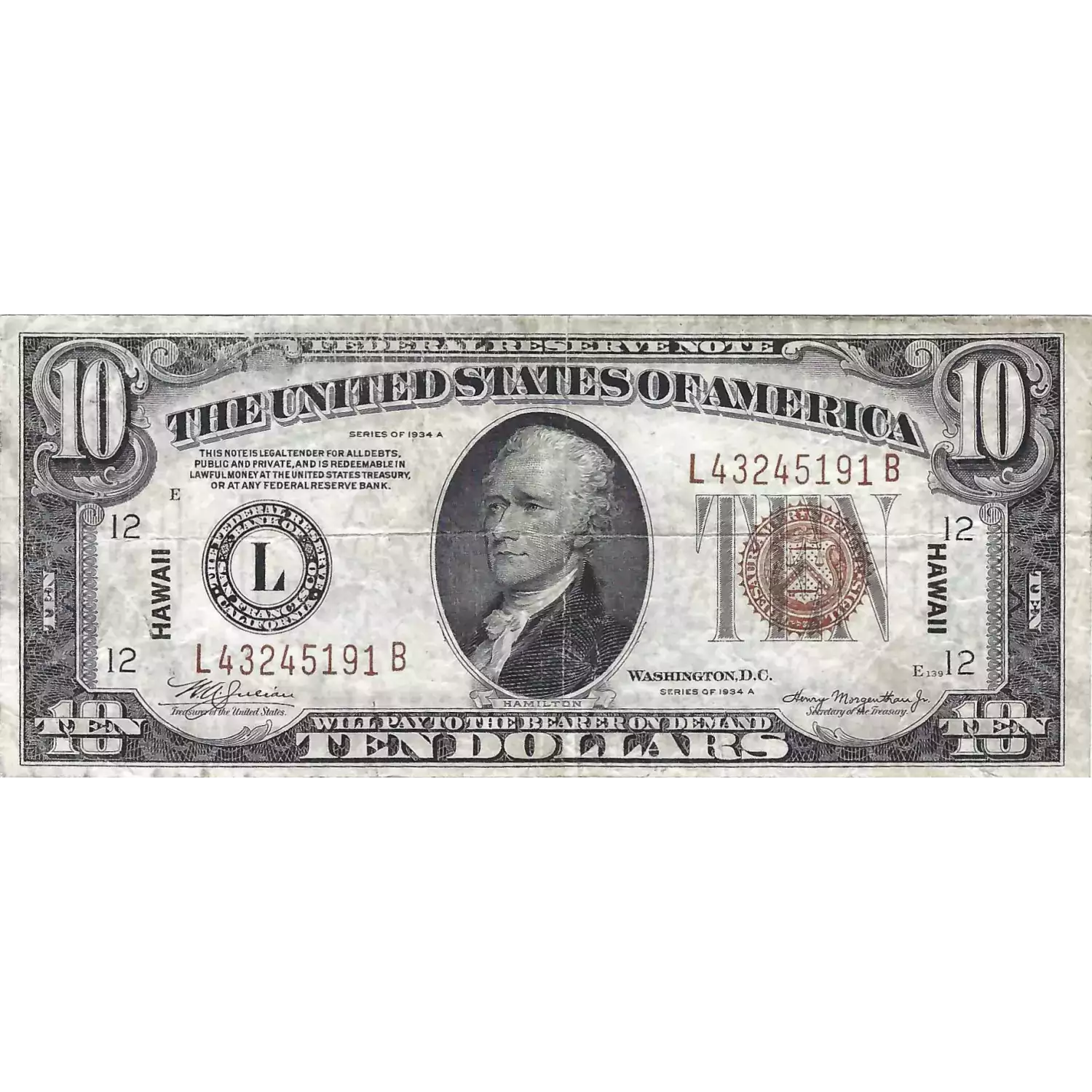 $10 1934-A brown seal Emergency Notes Issued During WW2 2303 - Olevian ...