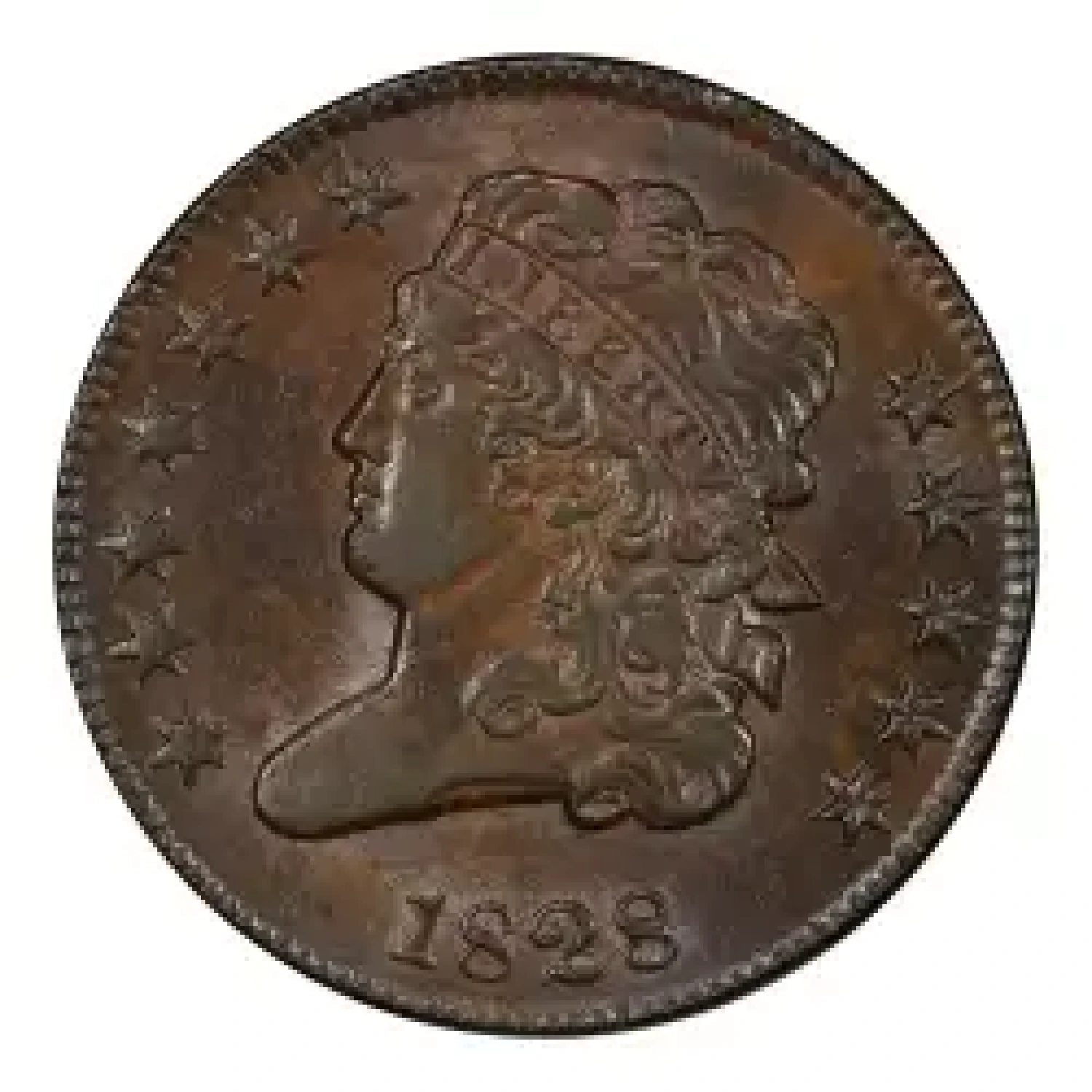 1828 Classic Head Half Cent PCGS AU-58 BN 12 Stars CAC - Olevian ...