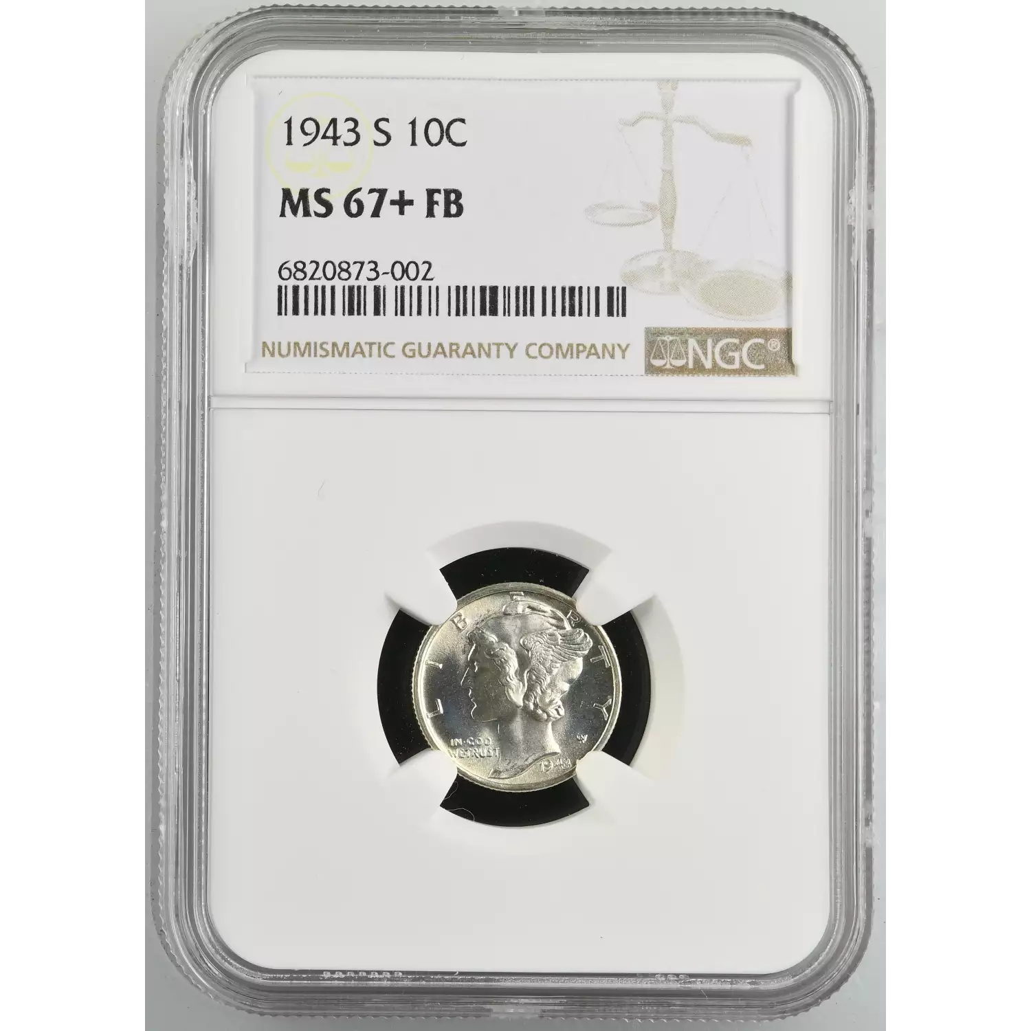 1943-S Mercury Dime NGC MS-67+ CAC - Olevian Numismatic Rarities