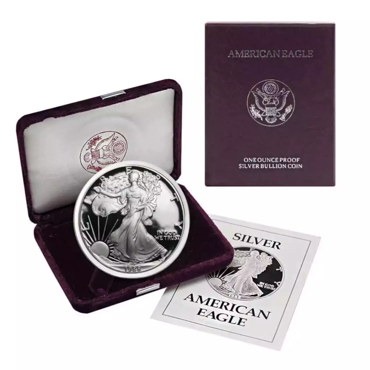 1988-S 1 oz American Silver Eagle Proof With Box and COA - Olevian Numismatic Rarities
