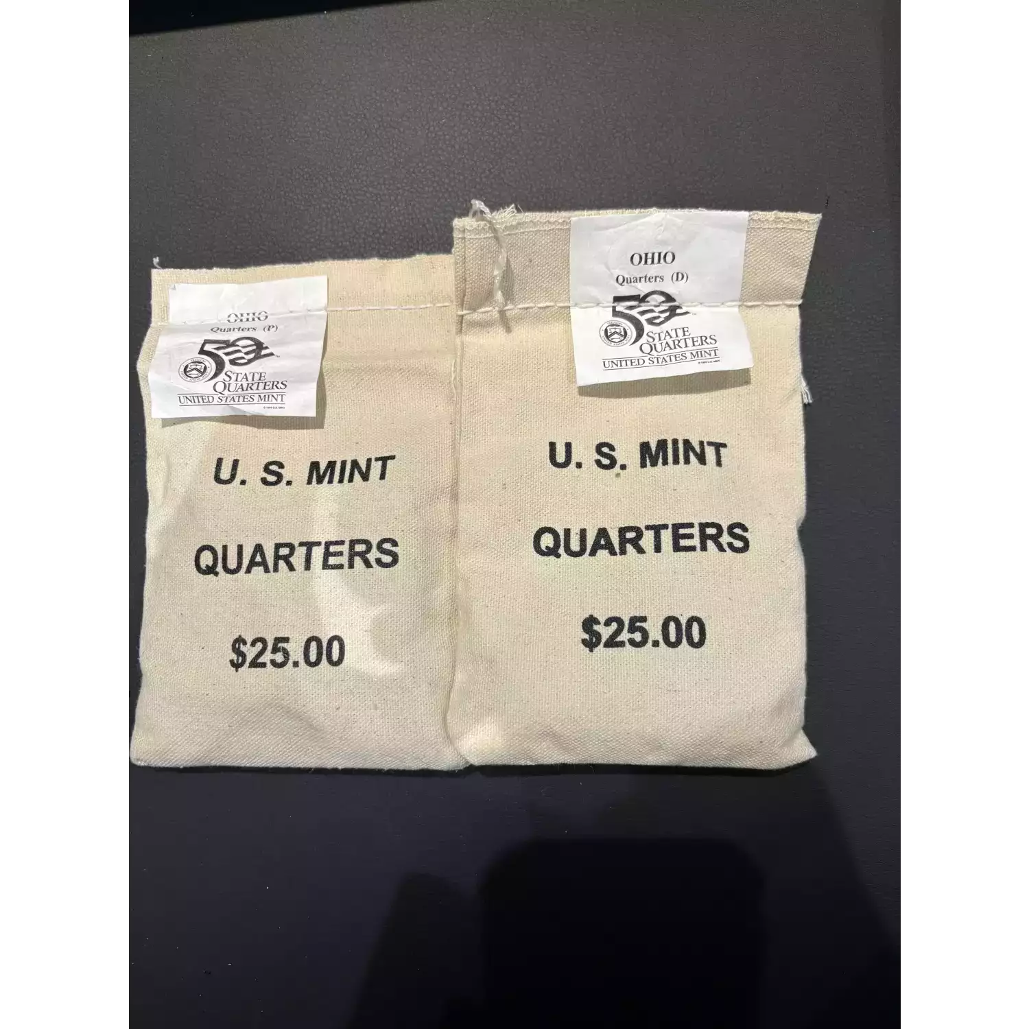 1998- P.D. State Quarters Ohio$25 U.S. Mint Sewn Bags - Olevian ...