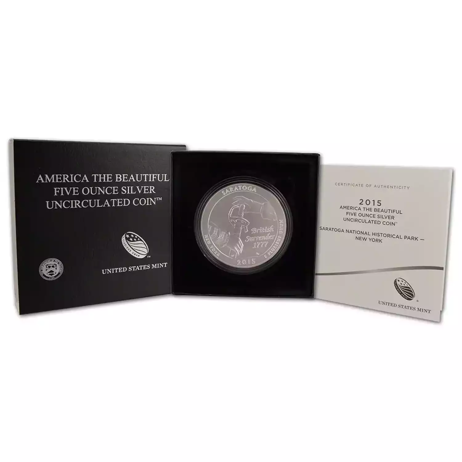 2015-P 5 oz Silver America the Beautiful Quarter, Saratoga, (Burnished ...