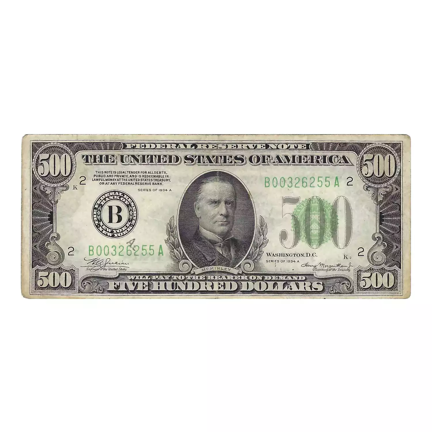 $500 1934-A. High Denomination Notes 2202-B - Olevian Numismatic Rarities