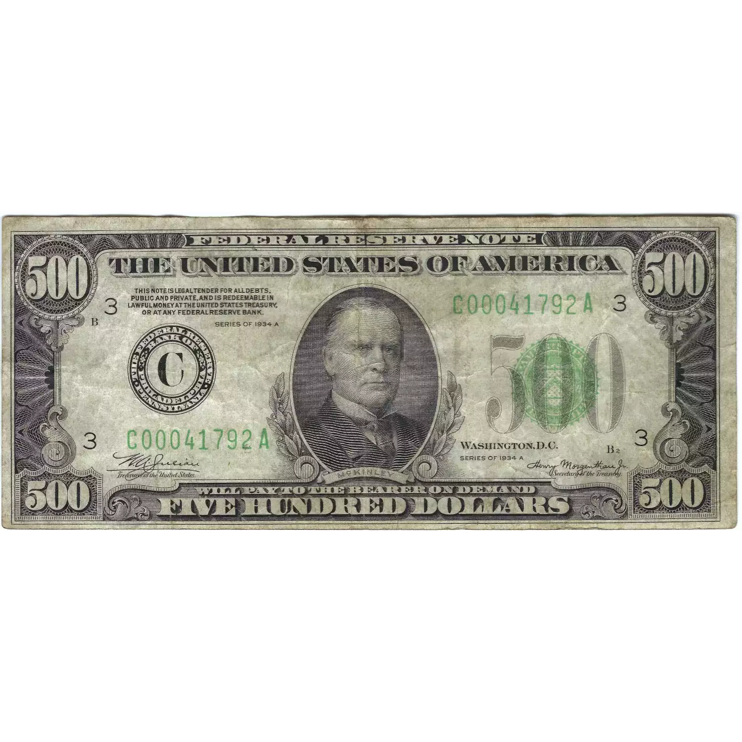 $500 1934 High Denomination Notes 2201-A - Olevian Numismatic Rarities